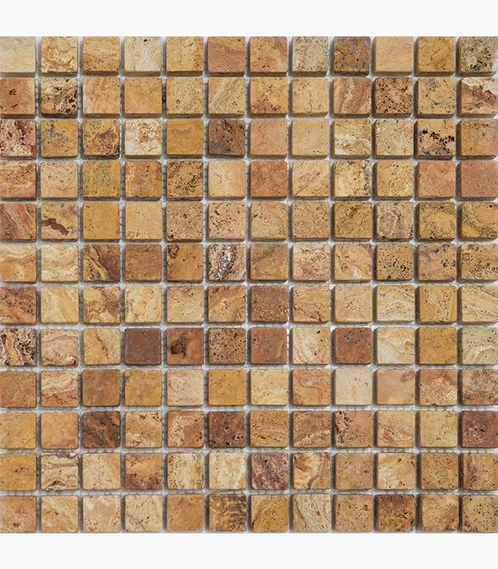 1×1 AUTUMN BLEND Tumbled Travertine MOSAIC – Natural Elegance Collection