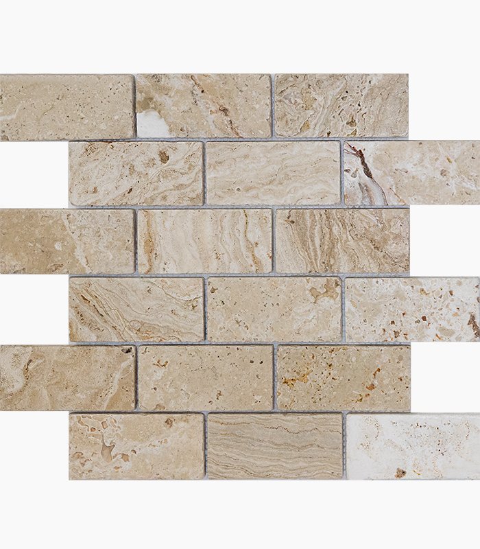 2×4 LEONARDO Splitface Travertine MOSAIC – Natural Elegance Collection
