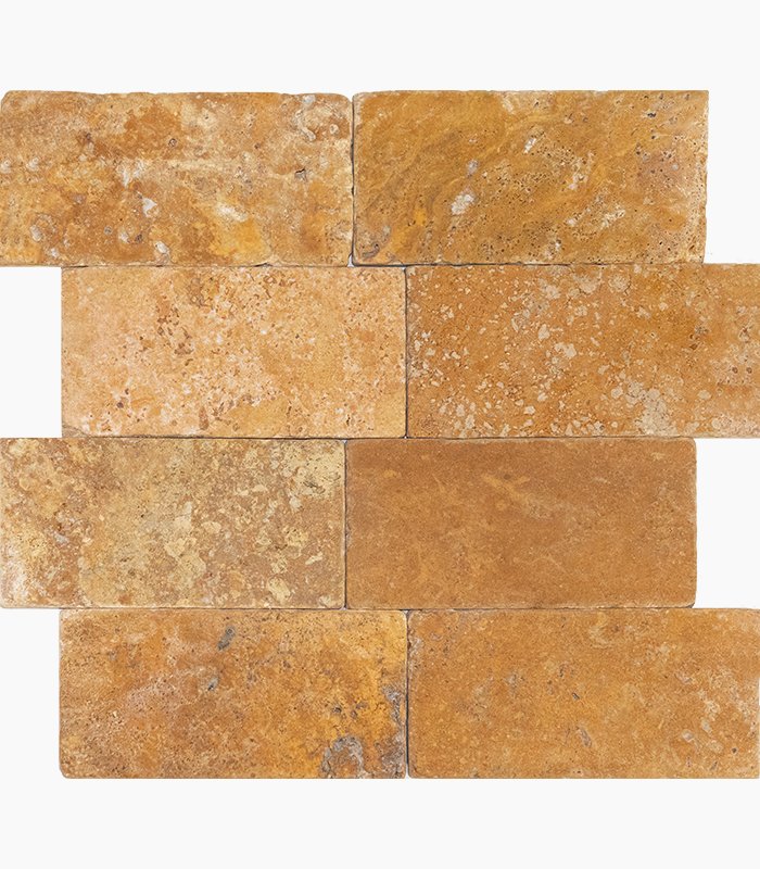 3×6 GOLD Tumbled Travertine TILE – Natural Elegance Collection